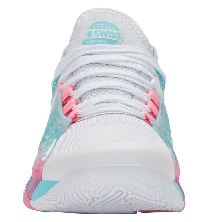 K-Swiss Womens K-Frame Padel Shoes (White/Soft Neon Blue/Neon Bubblegum ...