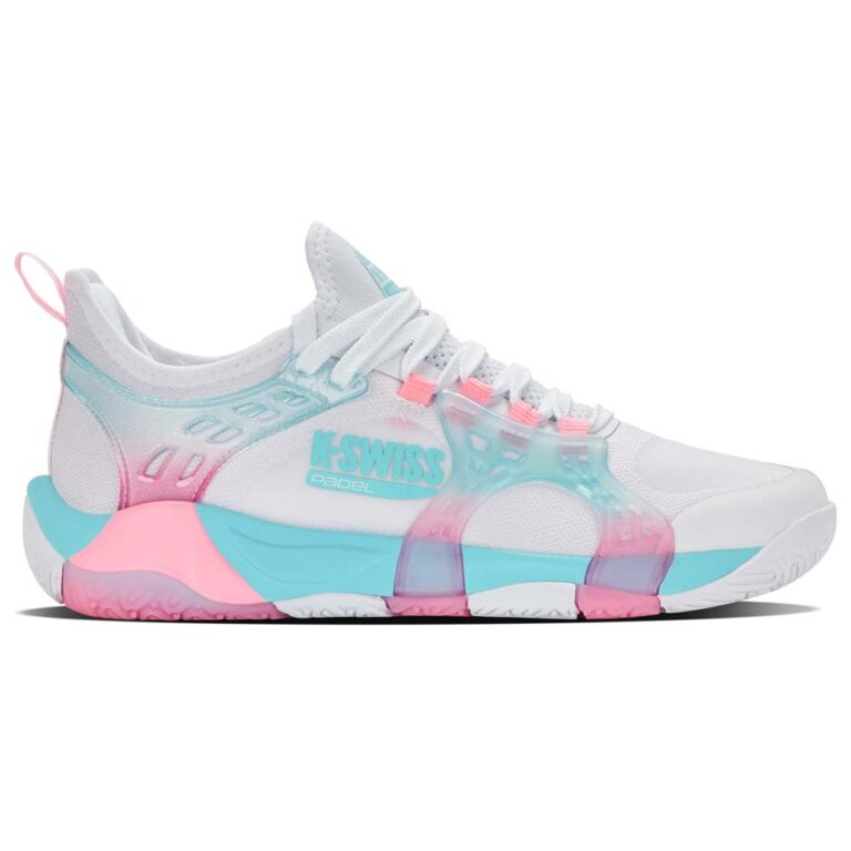 K-Swiss Womens K-Frame Padel Shoes (White/Soft Neon Blue/Neon Bubblegum ...